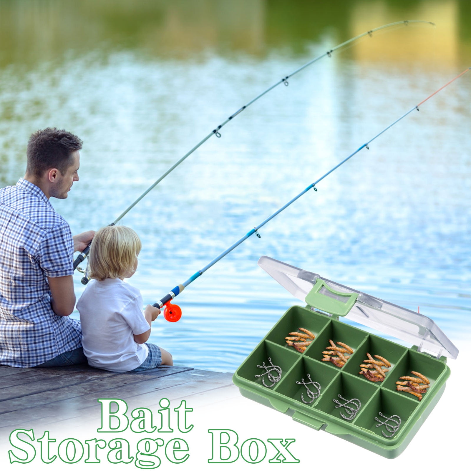 Herrnalise Fishing Tackle Box Tray Double Buckle Open Plastic Combo ...