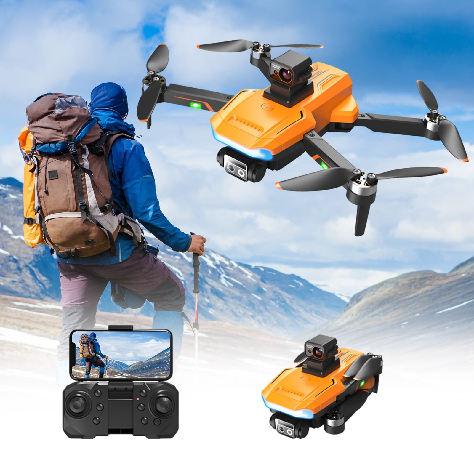 Herrnalise Foldable FPV BrushlessDrone with Adjustable 4K HD 2.4GHz ...