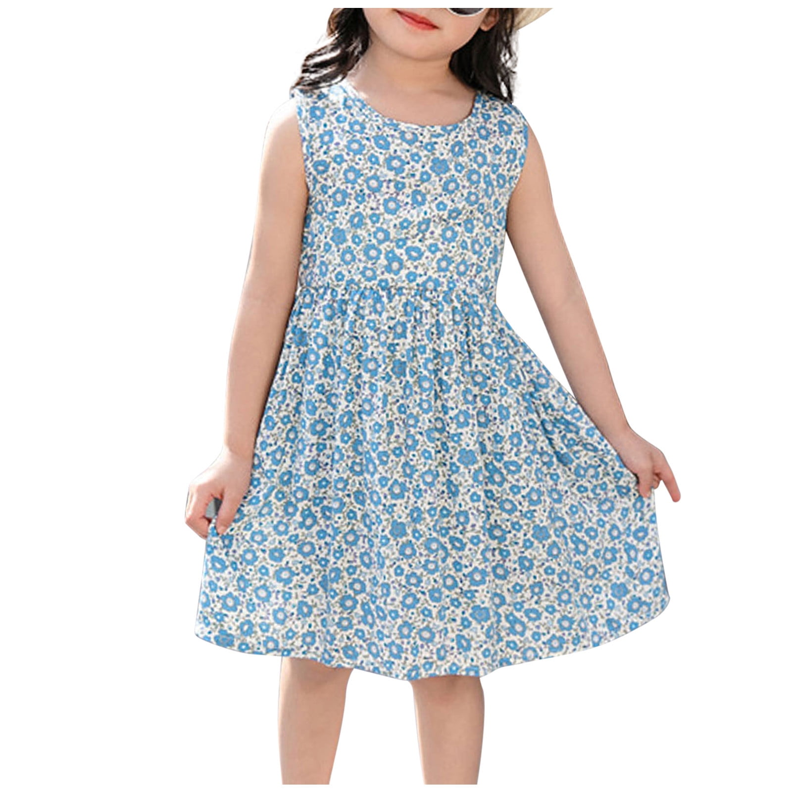 Realhomelove Girls Boho Floral Dress Sleeveless Casual A-line Beach ...