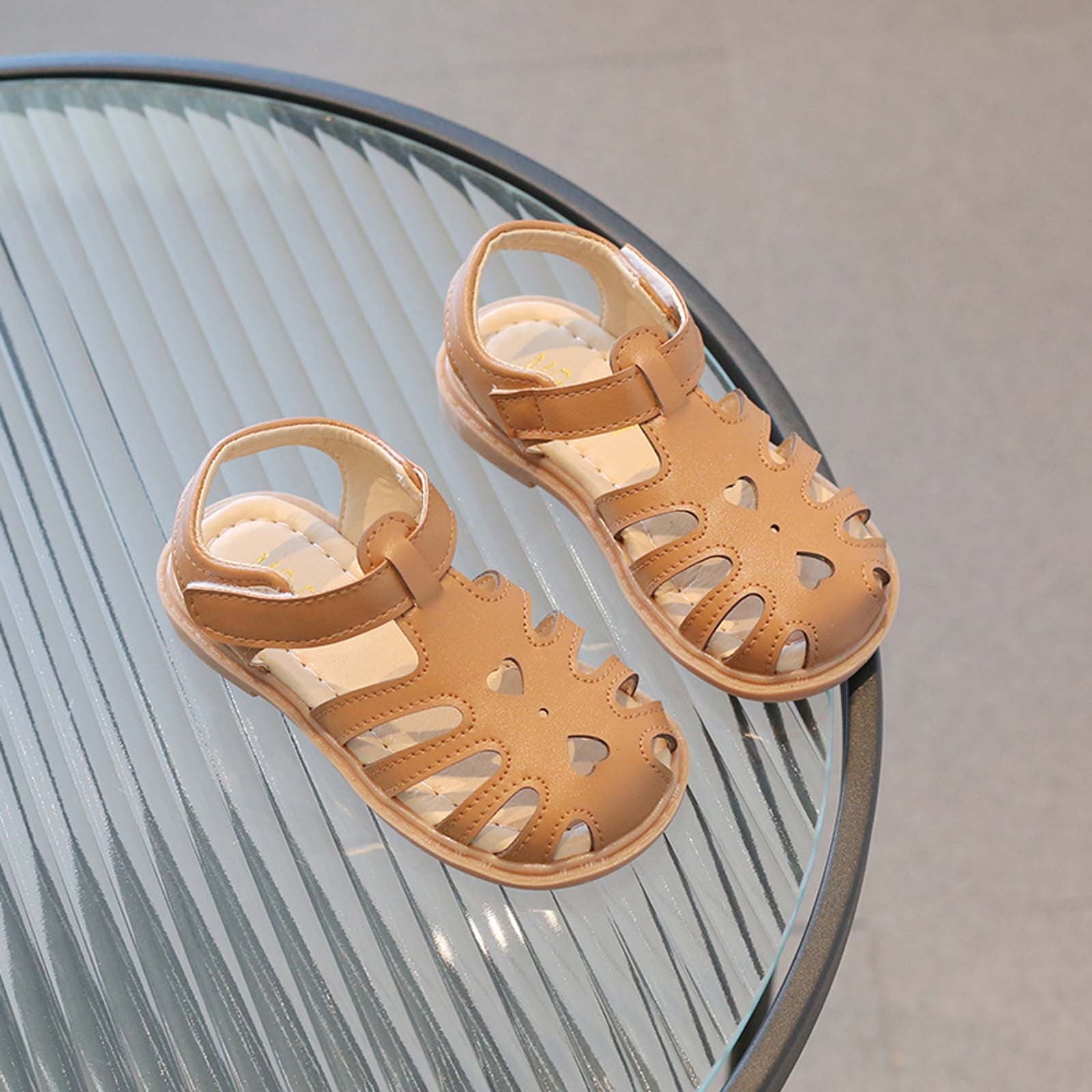 Herrnalise Girls Genuine Leather Soft Closed Toe Princess Flat Shoes Summer Sandals - Walmart.com