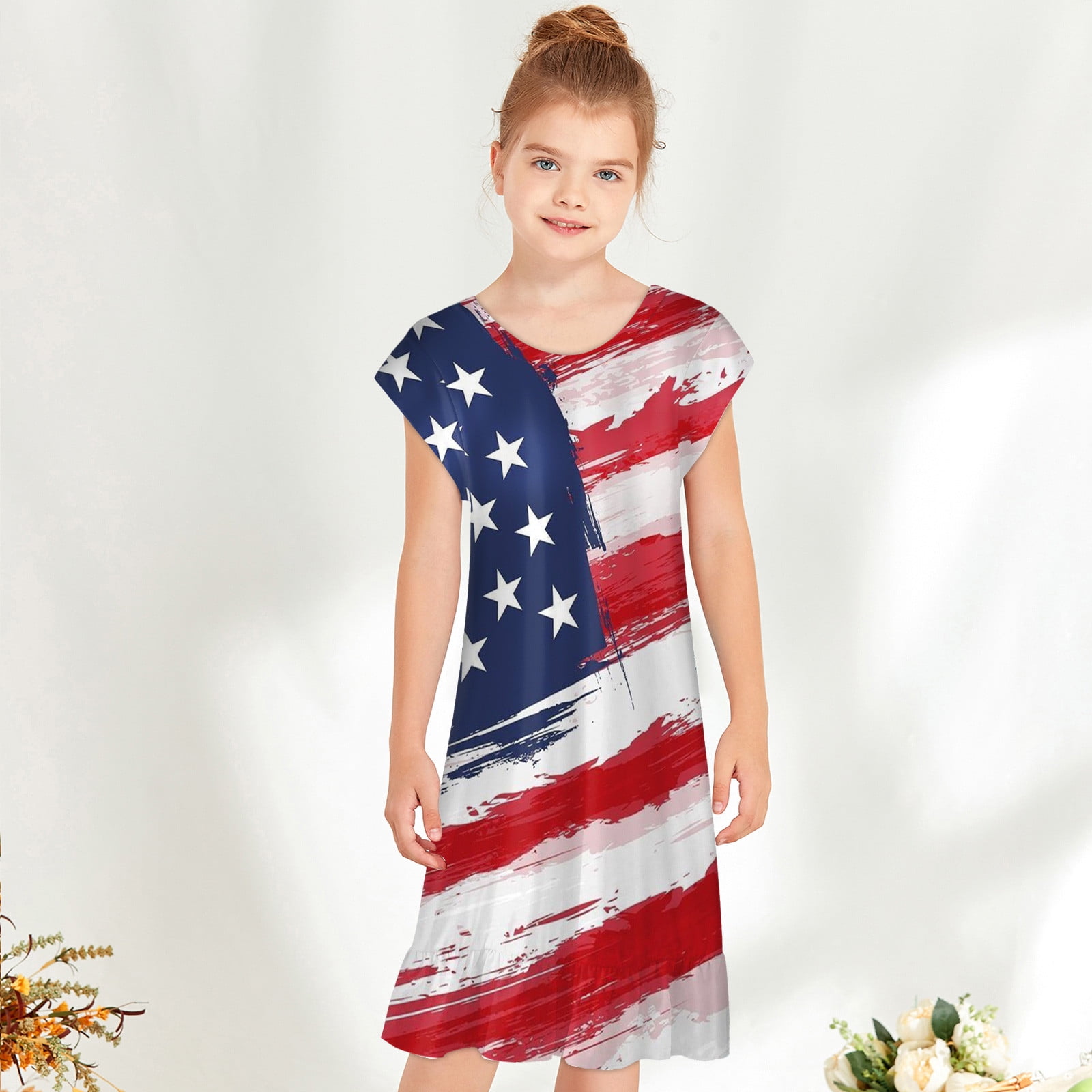 Herrnalise Girls Summer Dress Fourth of July American Flag Stars ...