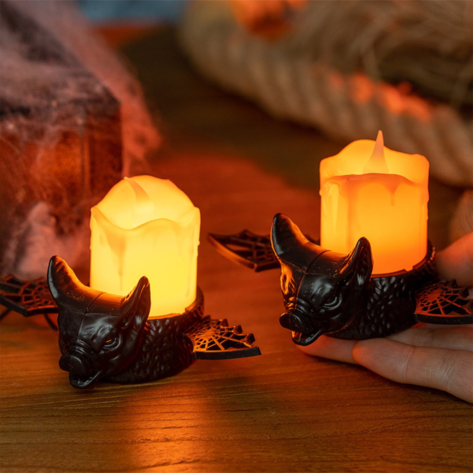 Herrnalise Halloween Decorations Props Light-up Candle Lights Ghost ...