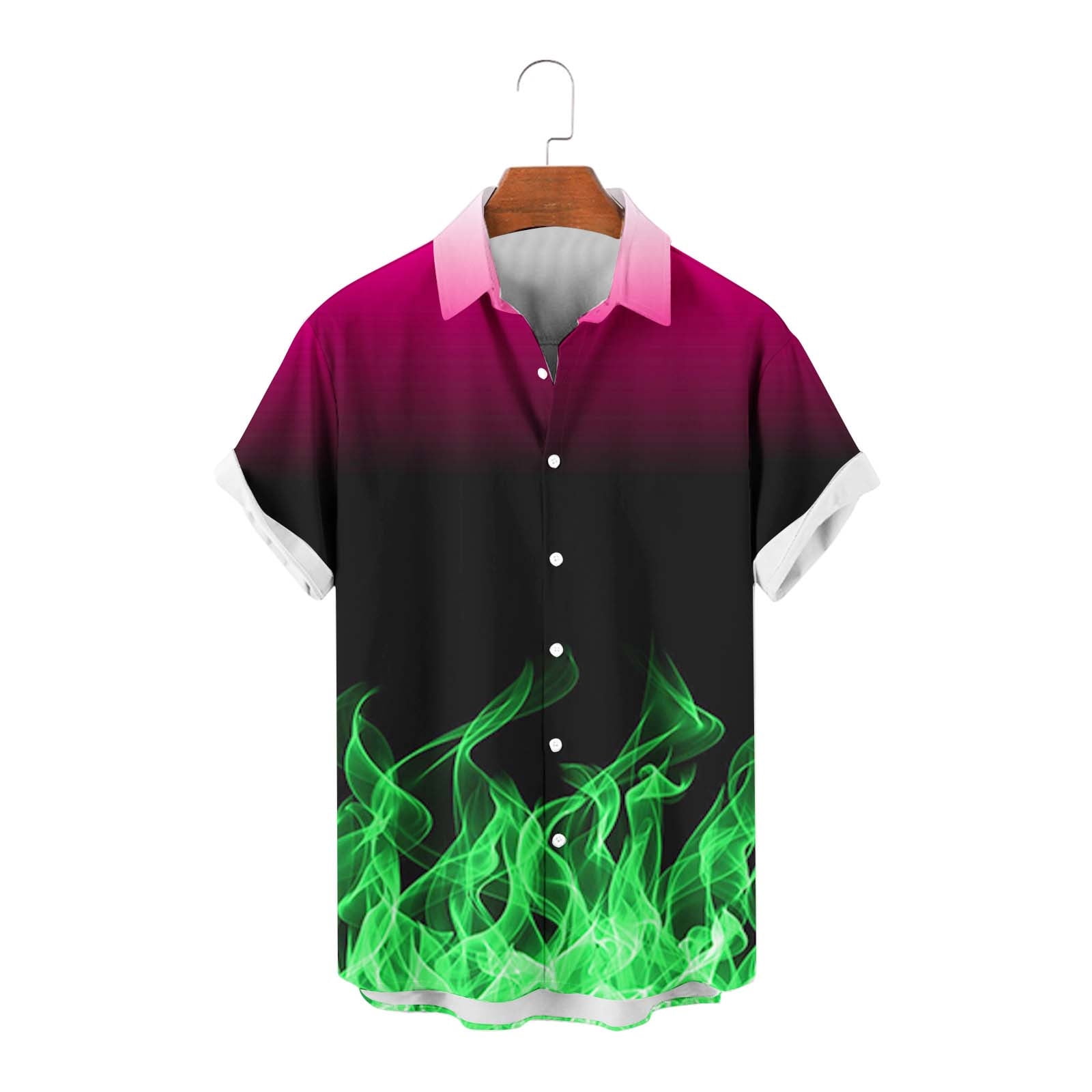 Herrnalise Hawaiian Men's Flame Stylish 3D Printed Graphic Short Sleeve ...