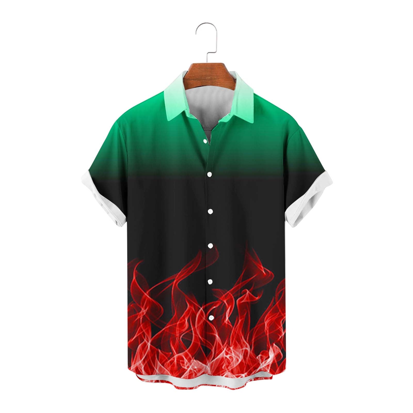 Herrnalise Hawaiian Men's Flame Stylish 3D Printed Graphic Short Sleeve ...