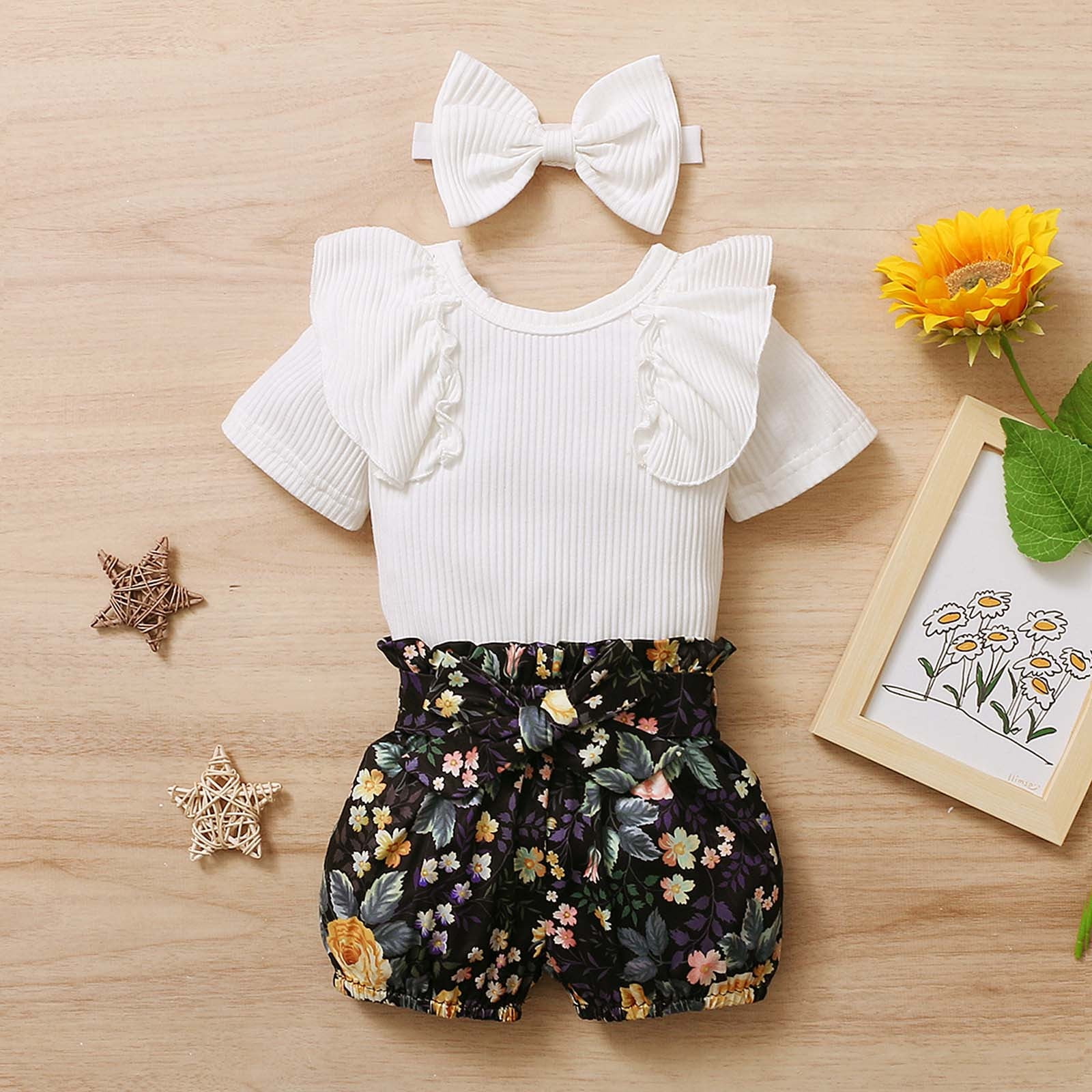 Herrnalise Infant Toddler Baby Girl 3-Piece Set Matching Outfits Short ...