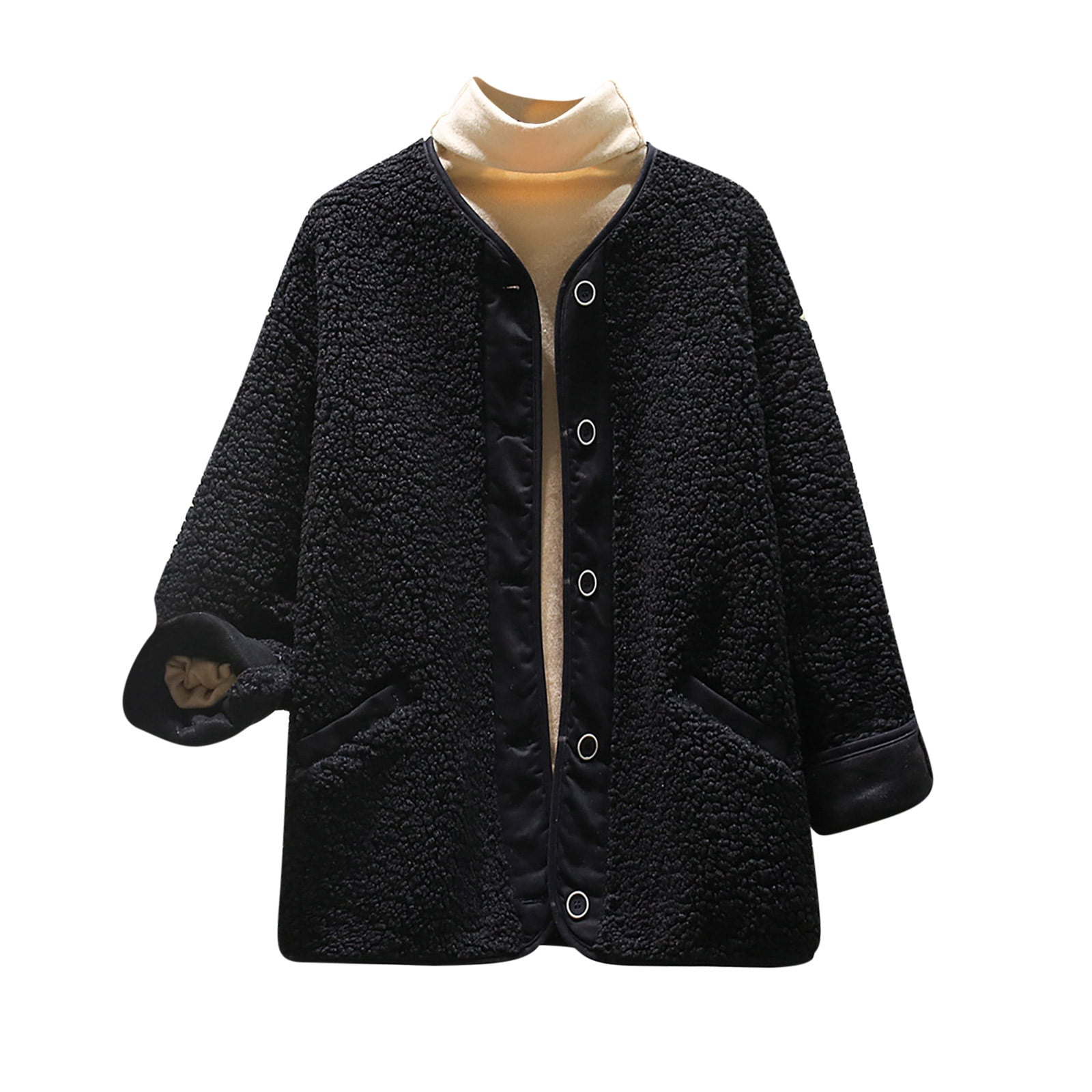 Herrnalise Jackets For Women Fashion Warm Loose Thickened Plush Top ...