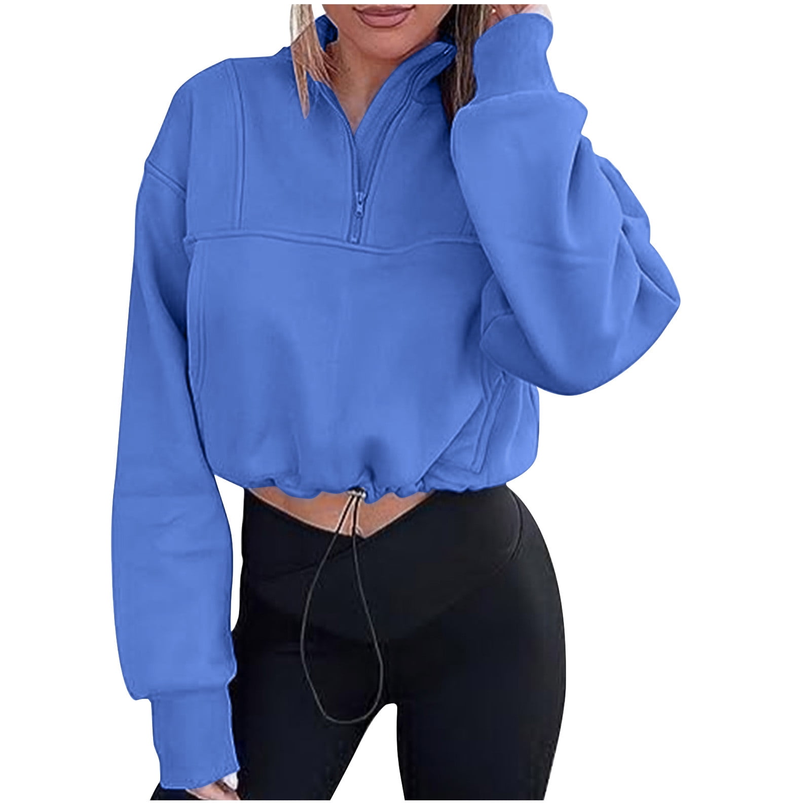 Herrnalise Jackets For Women New Standing Neck Half Zipper Bottom ...