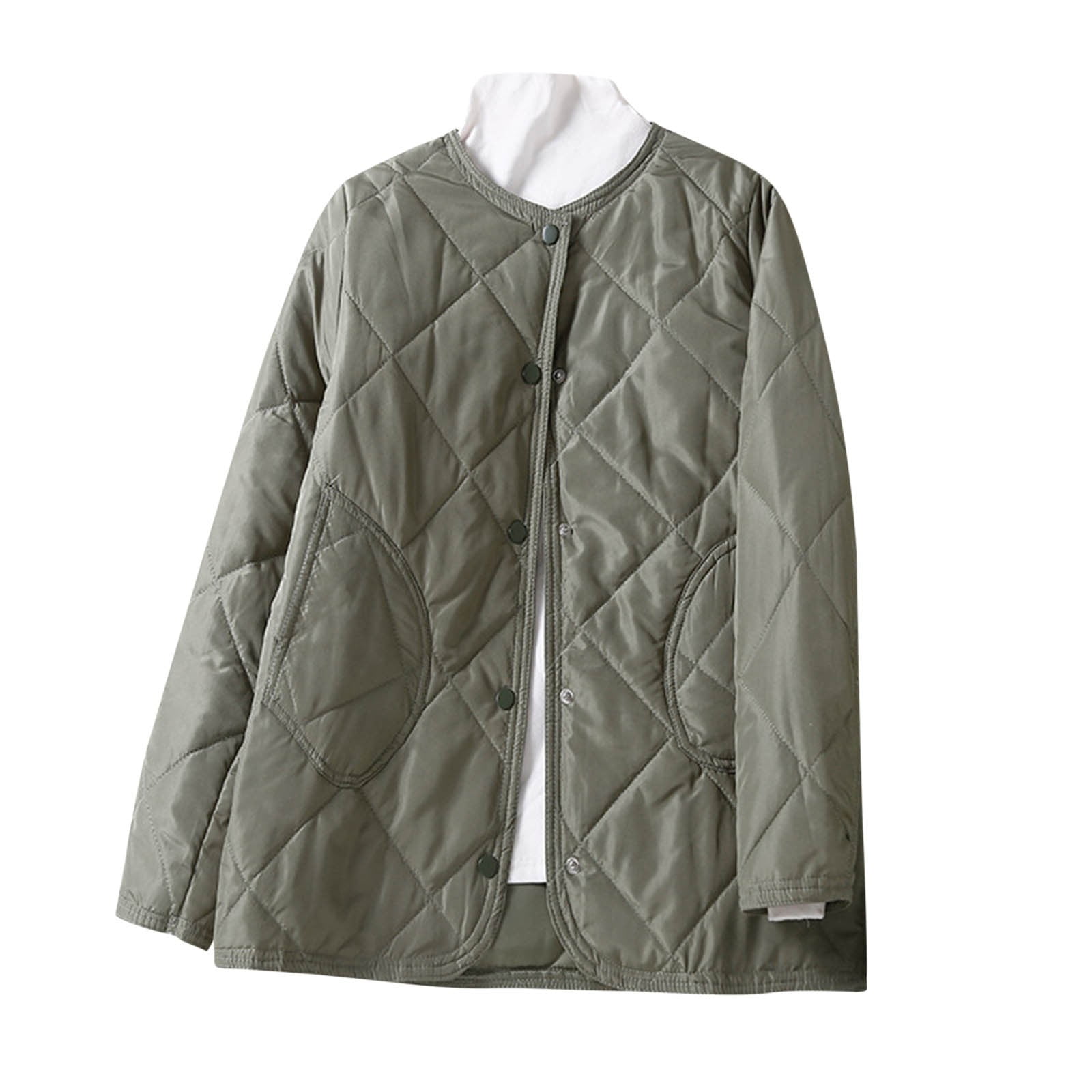 Herrnalise Jackets For Women Winter Long Sleeve Solid Color Button ...