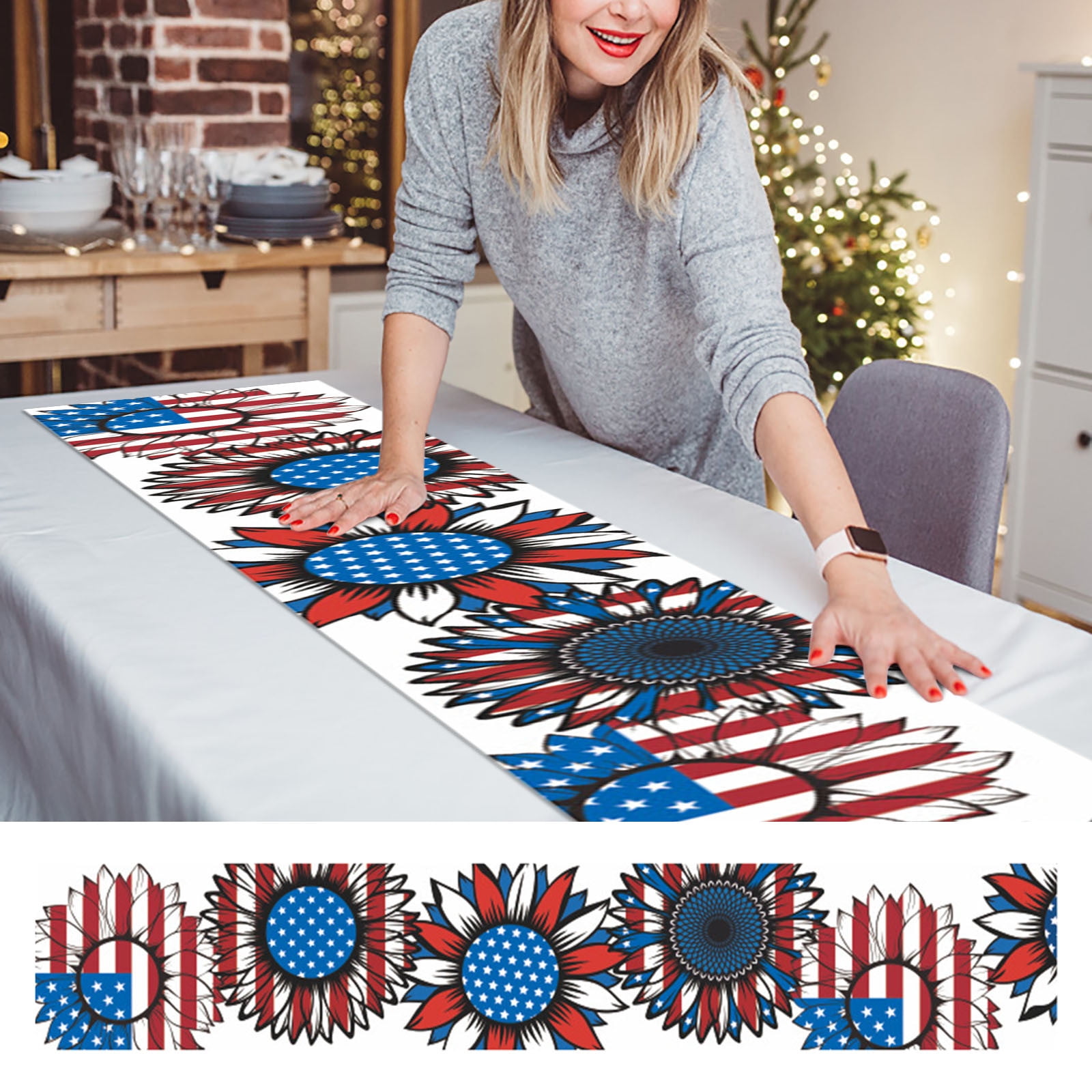 Herrnalise July 4th Independence Day Table Runner,USA American Flag Day ...