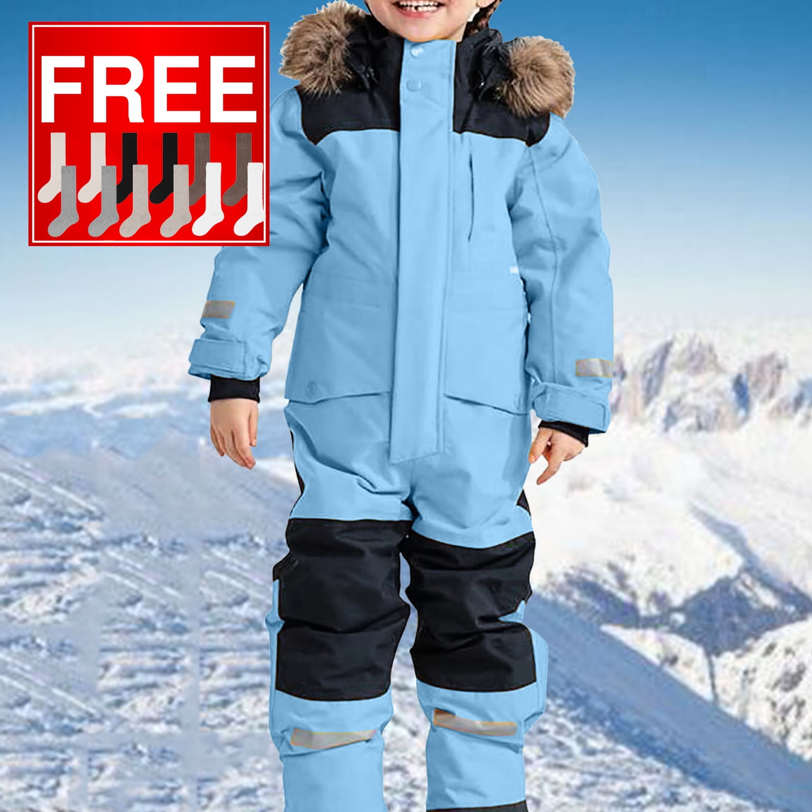 Herrnalise Kids Girls Boys Ski Suits Jumpsuits Waterproof Windproof One Piece Snowsuits Winter ...