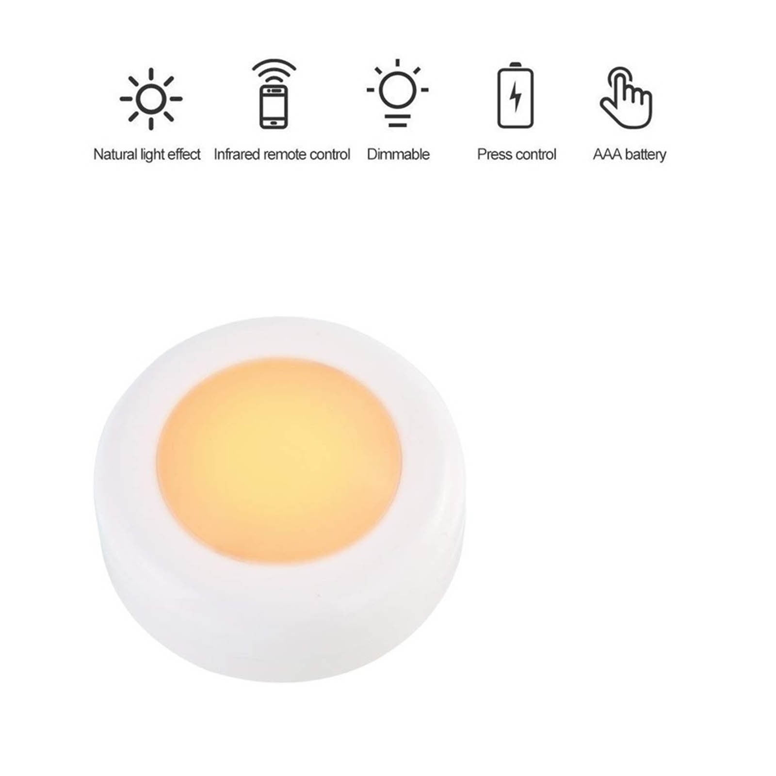 Herrnalise LED Puck Light, Wireless Under Cabinet Lighting, Battery ...