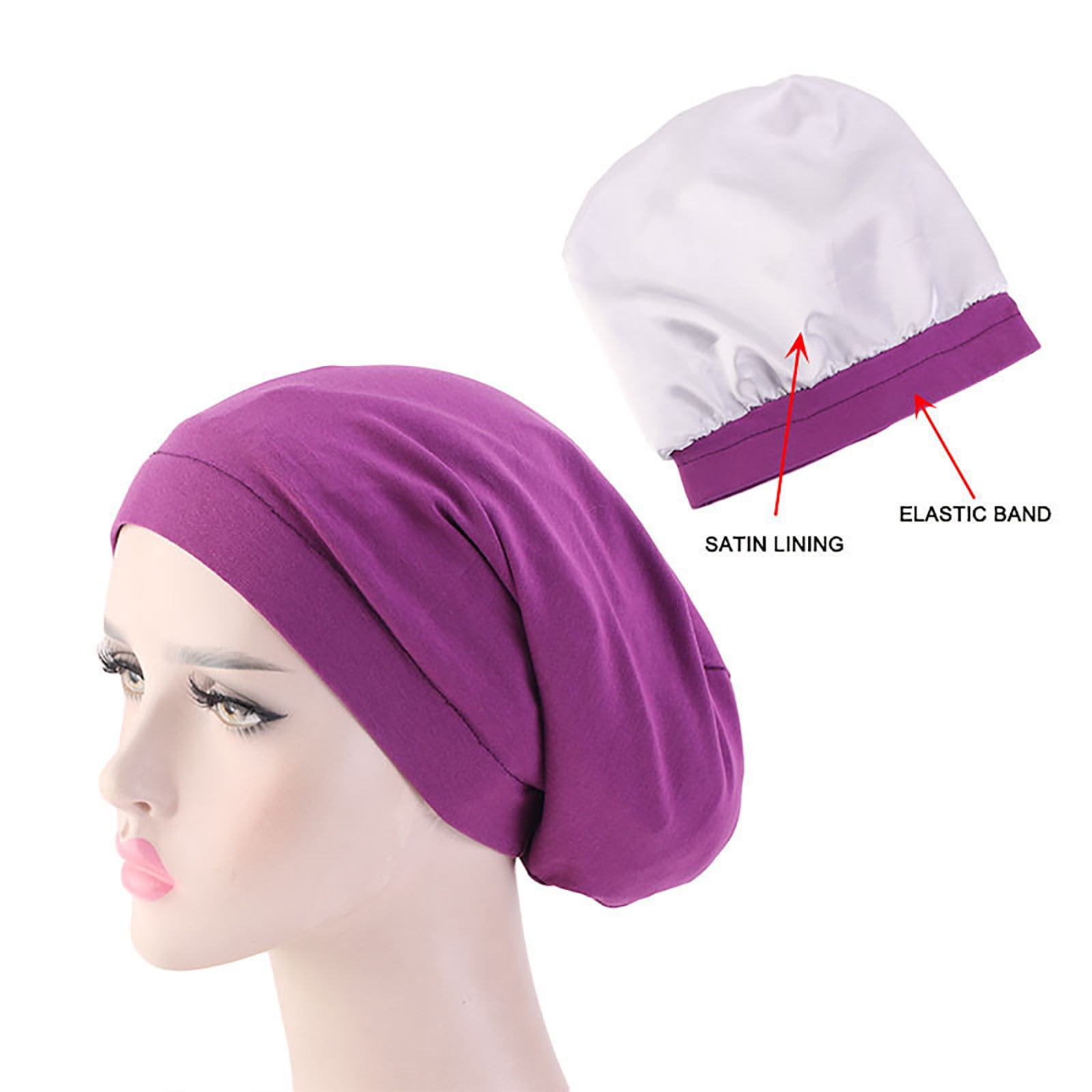 Herrnalise Ladies Fashion Stretch Soft Satin Hood With Wide Lining ...