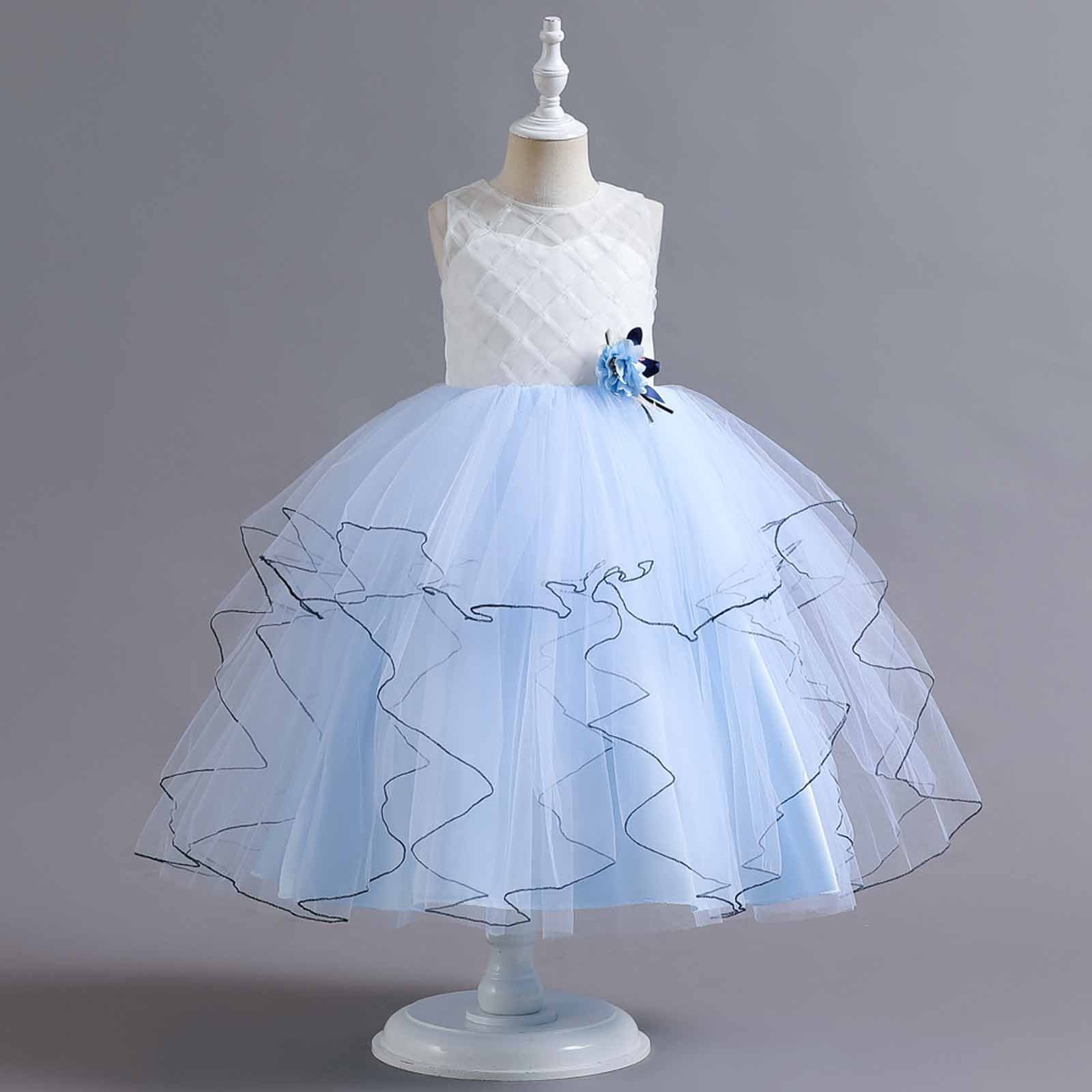 Herrnalise Little Girls' Mesh Tull Dress Sleeveless Flower Party Ball ...