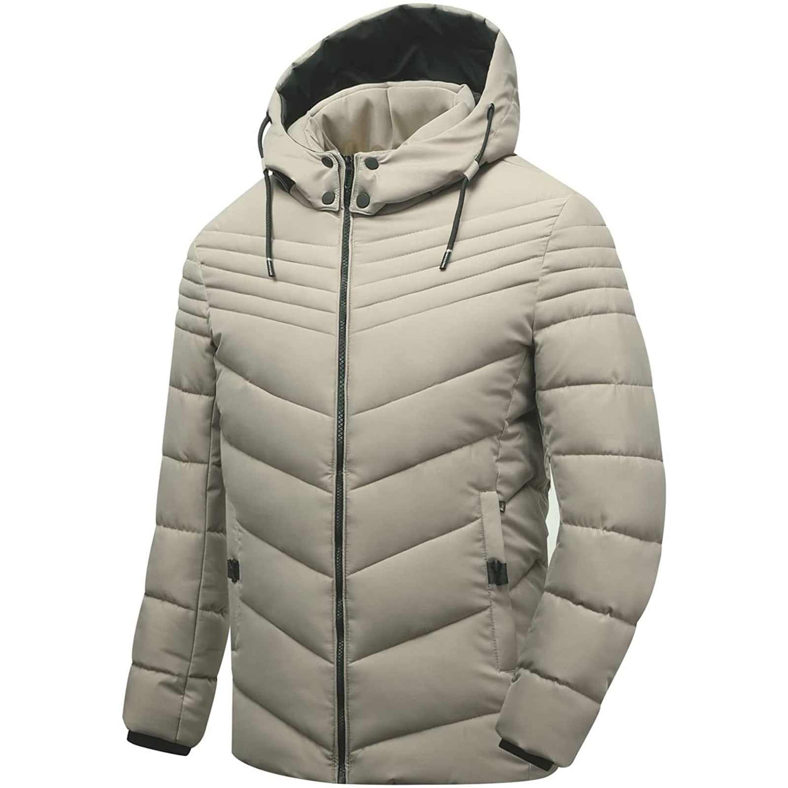 Holloyiver Man'sHooded Water-Resistant Puffer Jacket Winter Stitching ...