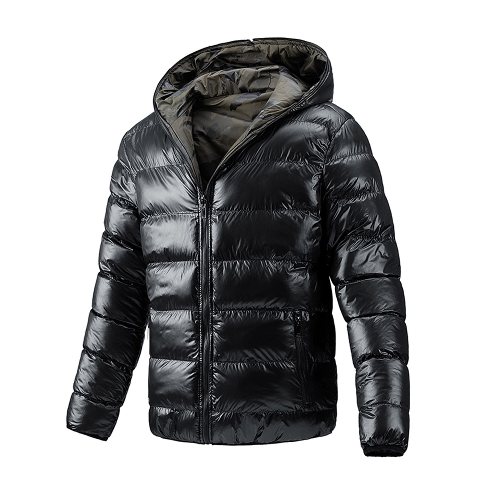 Herrnalise Men's Fashion Flight Suit Jacket Reversible Hooded Collar ...