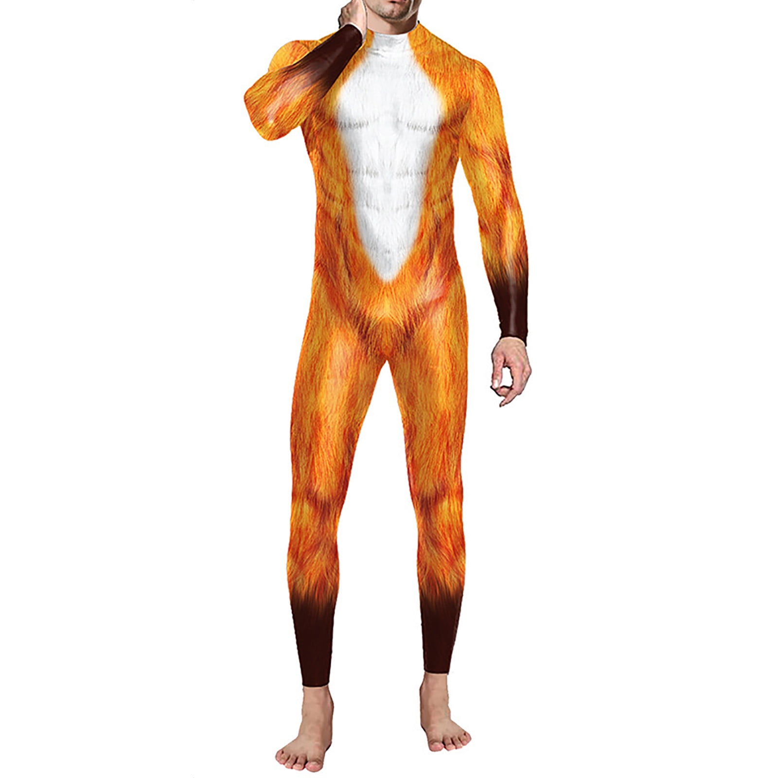 Herrnalise Men's Fluorescent 3D Printed Adult Bodysuit Evening Party ...