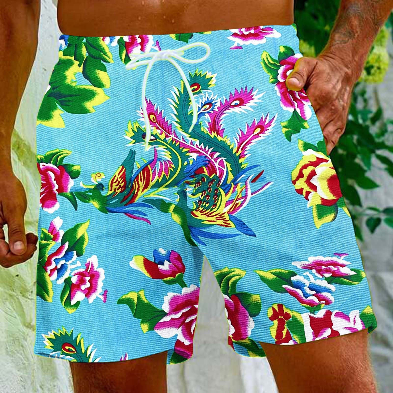 Herrnalise Men's Shorts Casual Chinese Traditional Northeast Floral ...