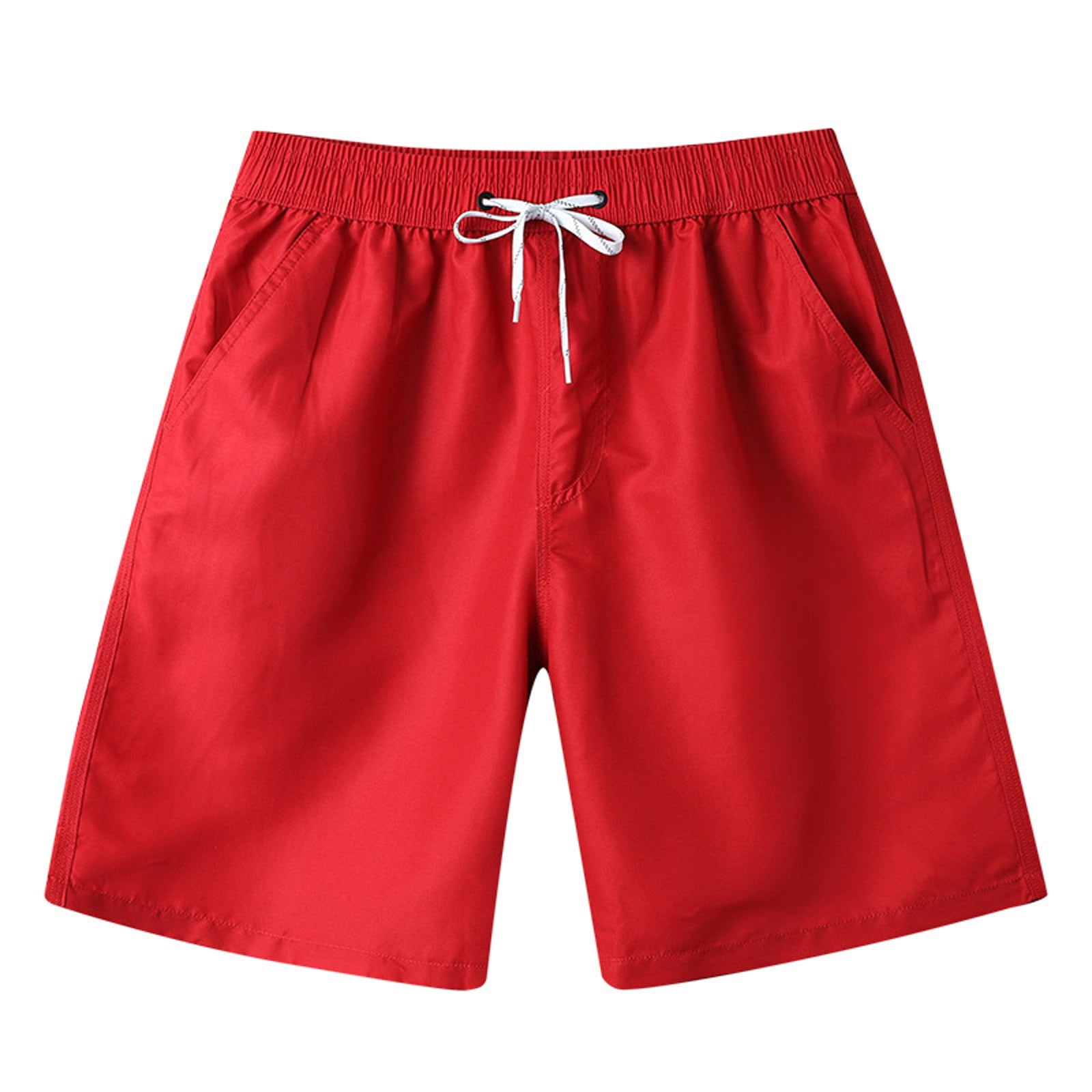 Herrnalise Men's Solid Color Beach Shorts, Casual Elastic Waist ...