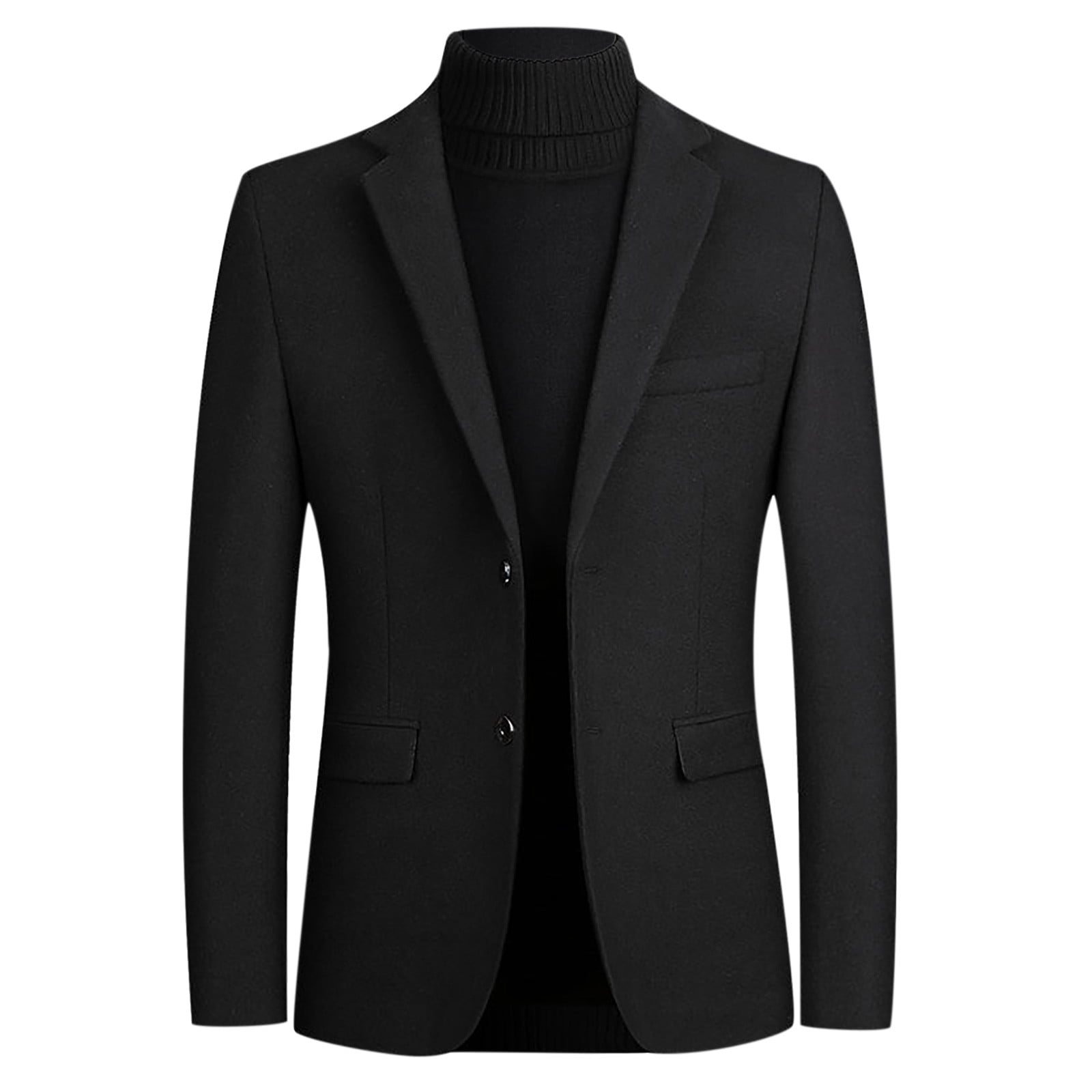 Holloyiver Men's Warm Winter Trench Coats Single-breasted Solid Color ...