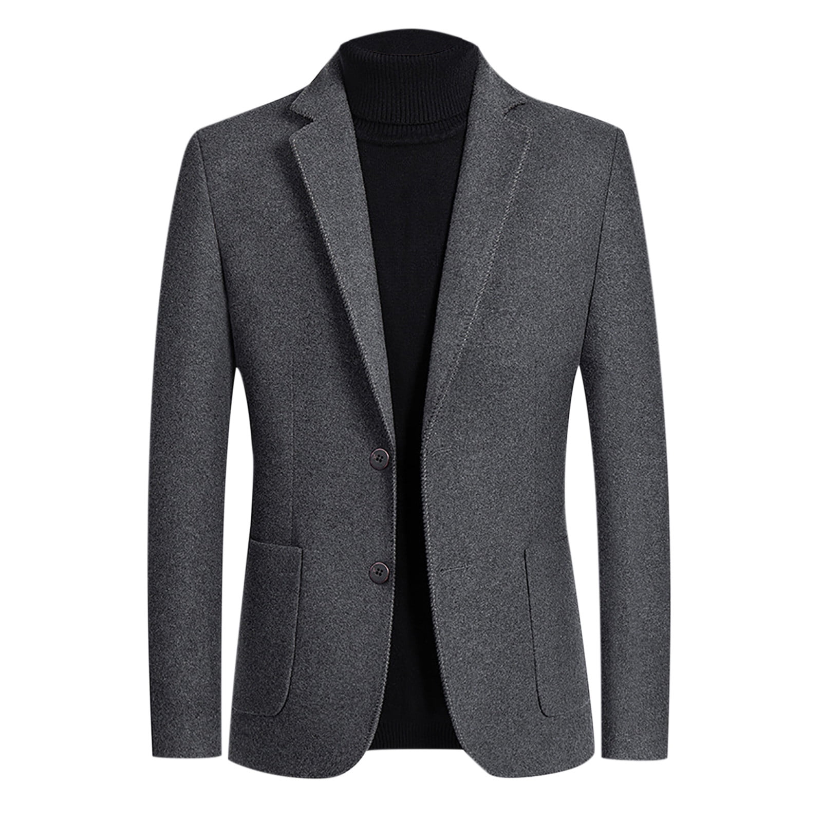 Holloyiver Men's Warm Winter Trench Coats Single-breasted Solid Color ...