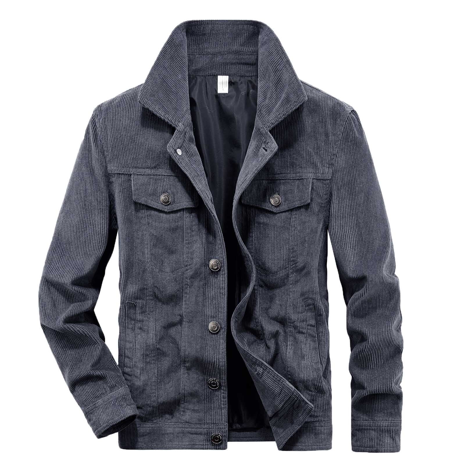 Herrnalise Men's corduroy jacketRetro Cargo jacket Winter Corduroy ...