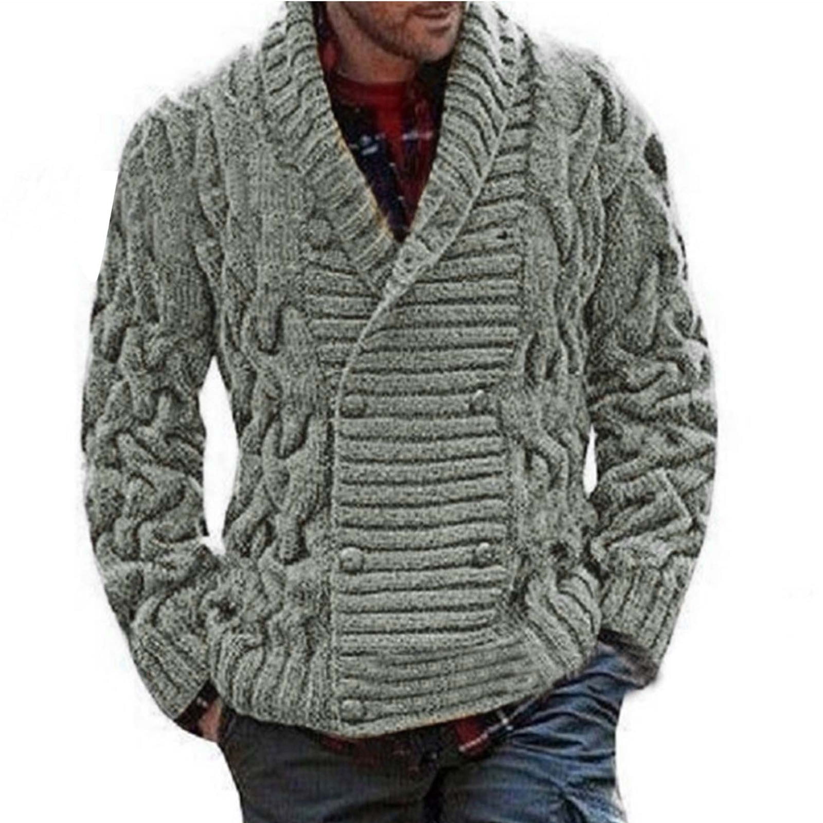 Herrnalise Mens Faux Fur Coat Winter Fashion Slim Solid Color Sweater ...