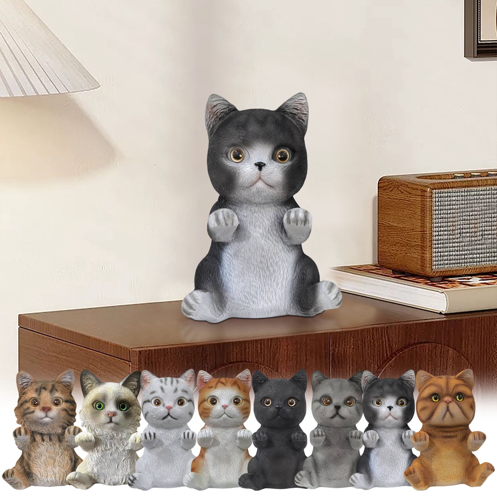 Herrnalise Mini Resin Cat Statue, Cats Ornaments Resin Statue Crafts, 7 ...