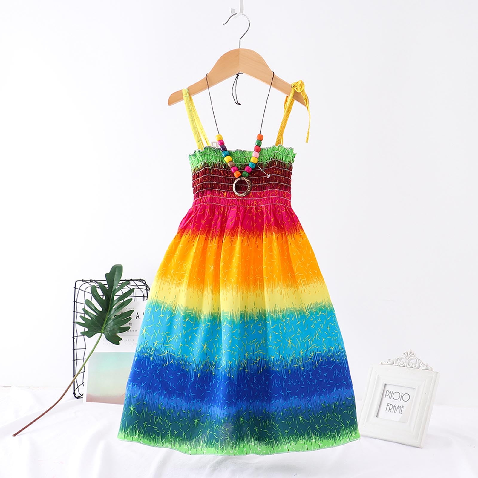 SDJMa Mommy And Me Clothes Rainbow Sling Dress Boho Beach Mother ...