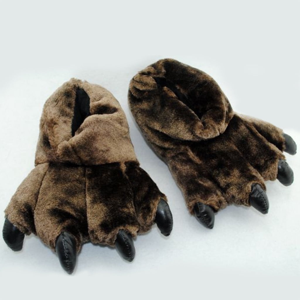 Herrnalise Neutral Plush Tiger Claws Leopard Slippers for Adults - All ...