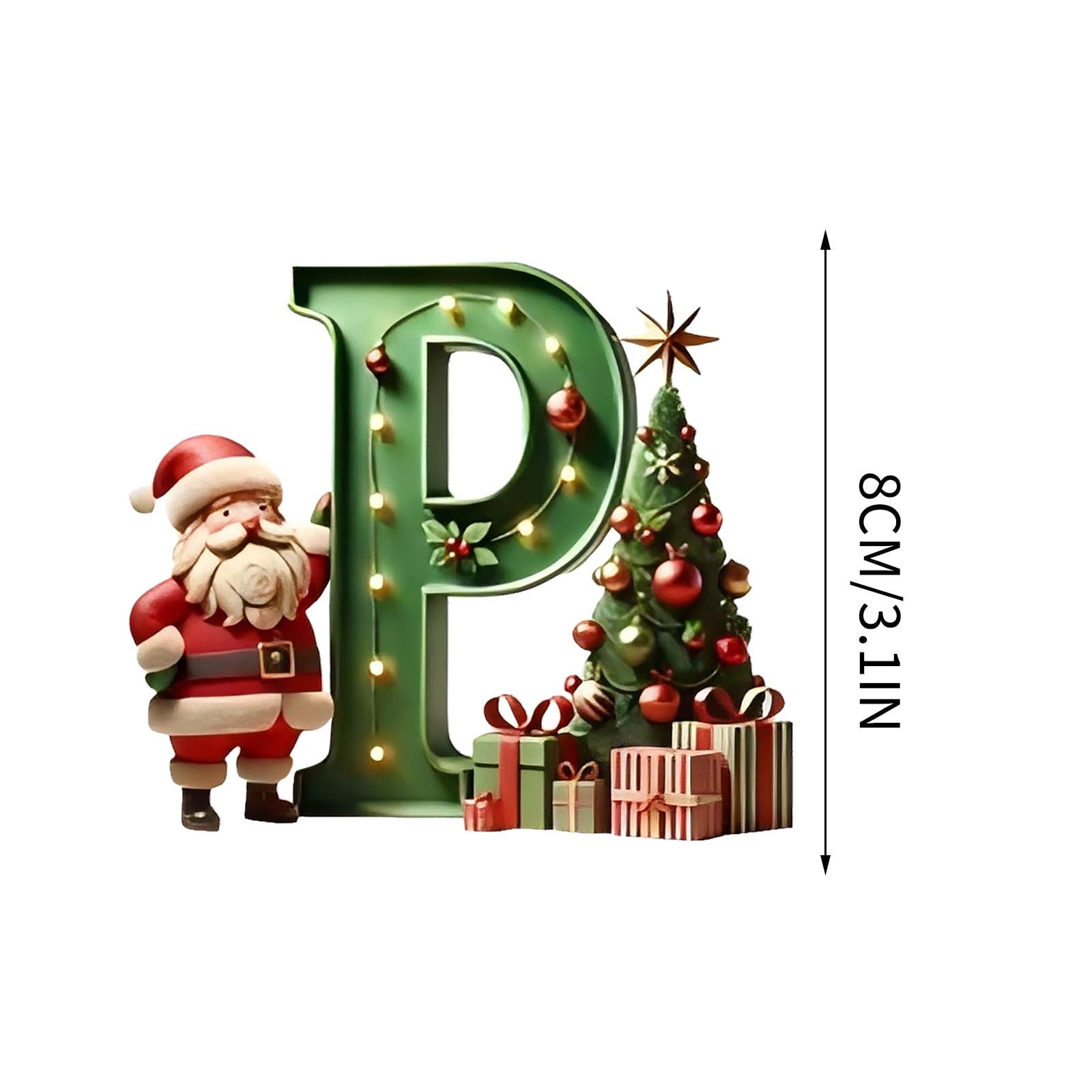 Herrnalise New Letter A to Z Ornaments for Christmas Tree,3D Green ...