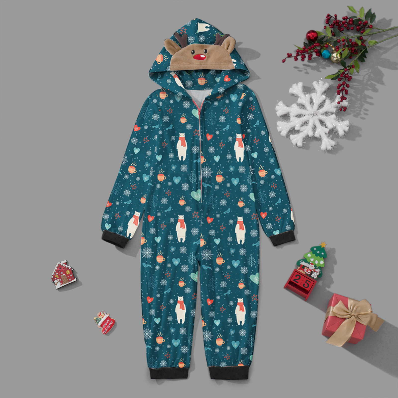 Herrnalise Parent-child Warm Halloween Set Printed Home Wear Hoodid ...