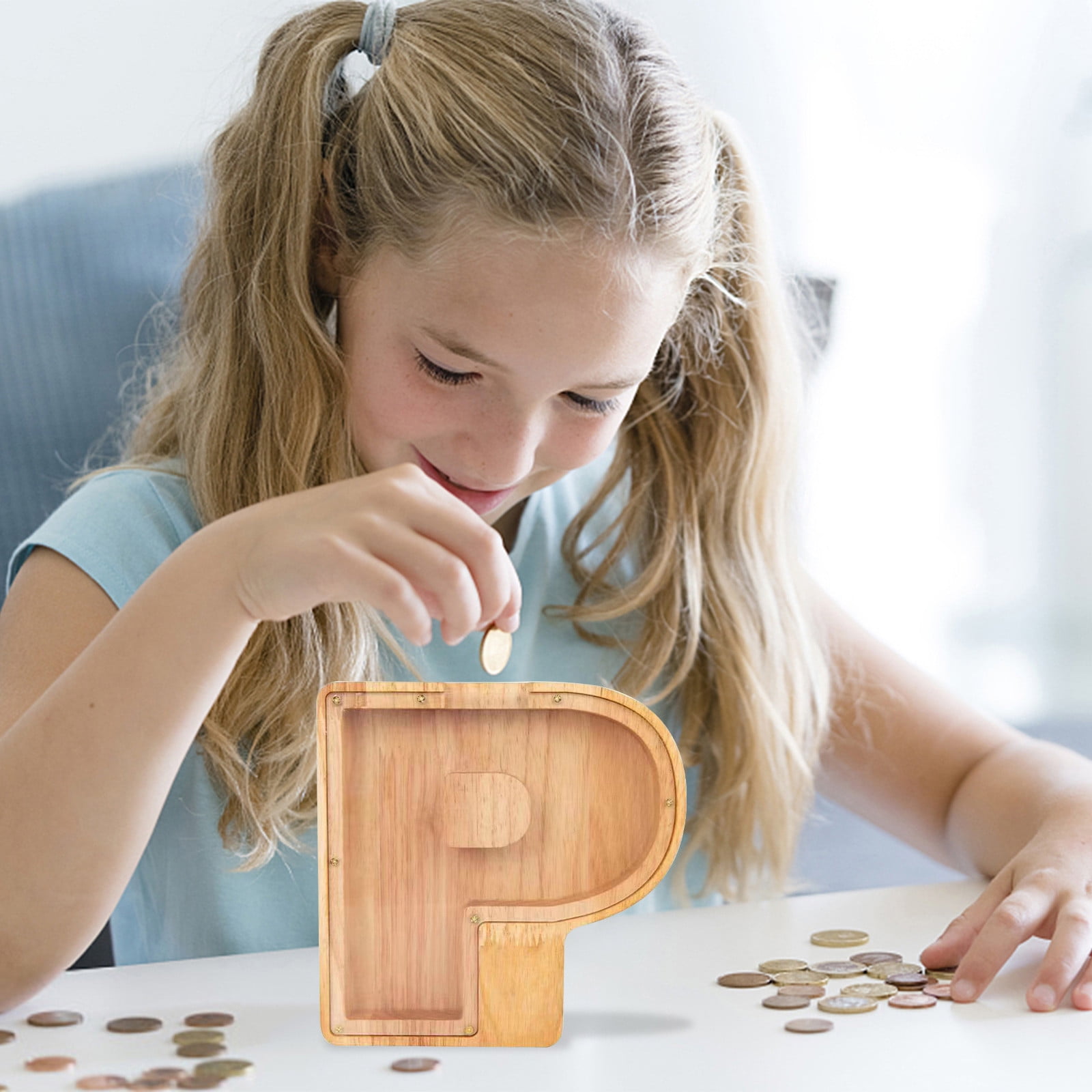 Herrnalise Personalized Wooden Letter Piggy Bank Alphabet Letter ...