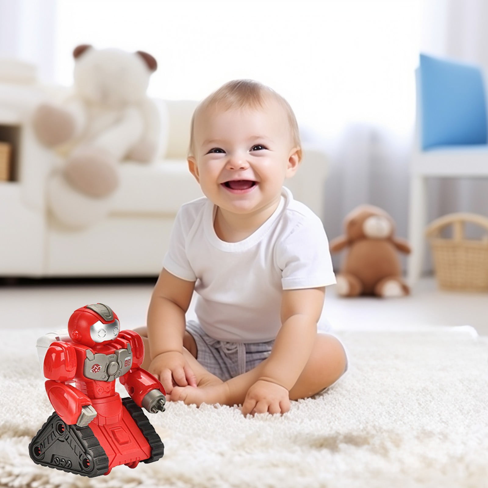 Herrnalise Press & Go Baby Toy Car, Robot Push-Along Vehicles with Fine ...