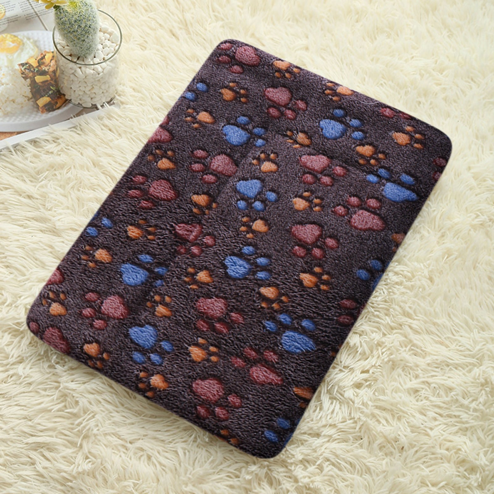 Herrnalise Reversible Plush Pet Mat Ultra Soft Dog Cat Crate Mat Sleeping Cushion Pad for Medium ...