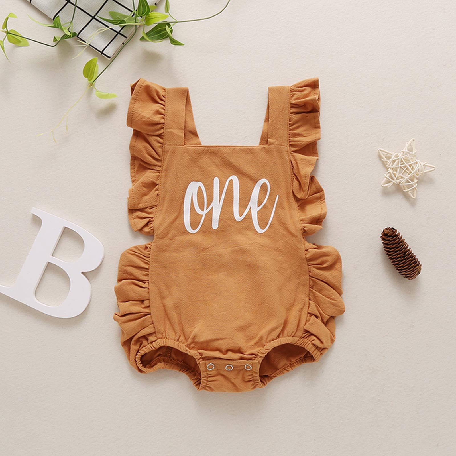 Herrnalise Summer Baby Girls Letter Birthday Sleeveless Jumpsuit Casual ...