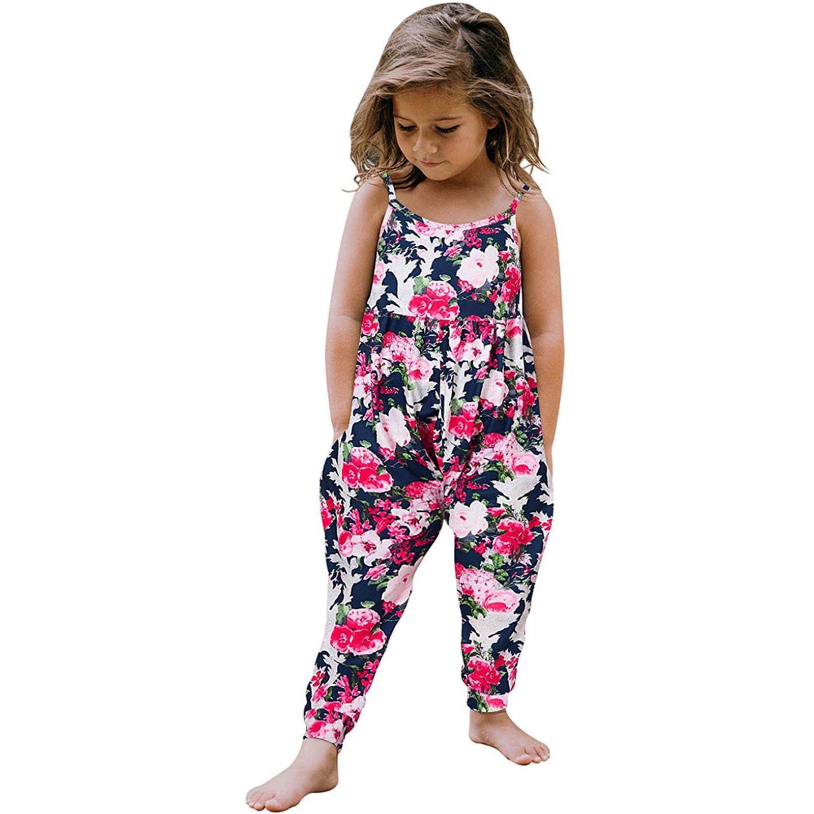 Herrnalise Summer Cute Girls Jumpsuit One Piece Sleeveless Jumpsuit ...
