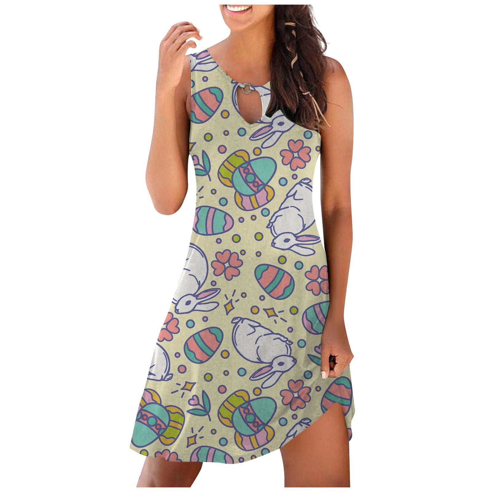 Herrnalise Summer Dresses for Women 2024 Trendy Floral Print Bodycon ...