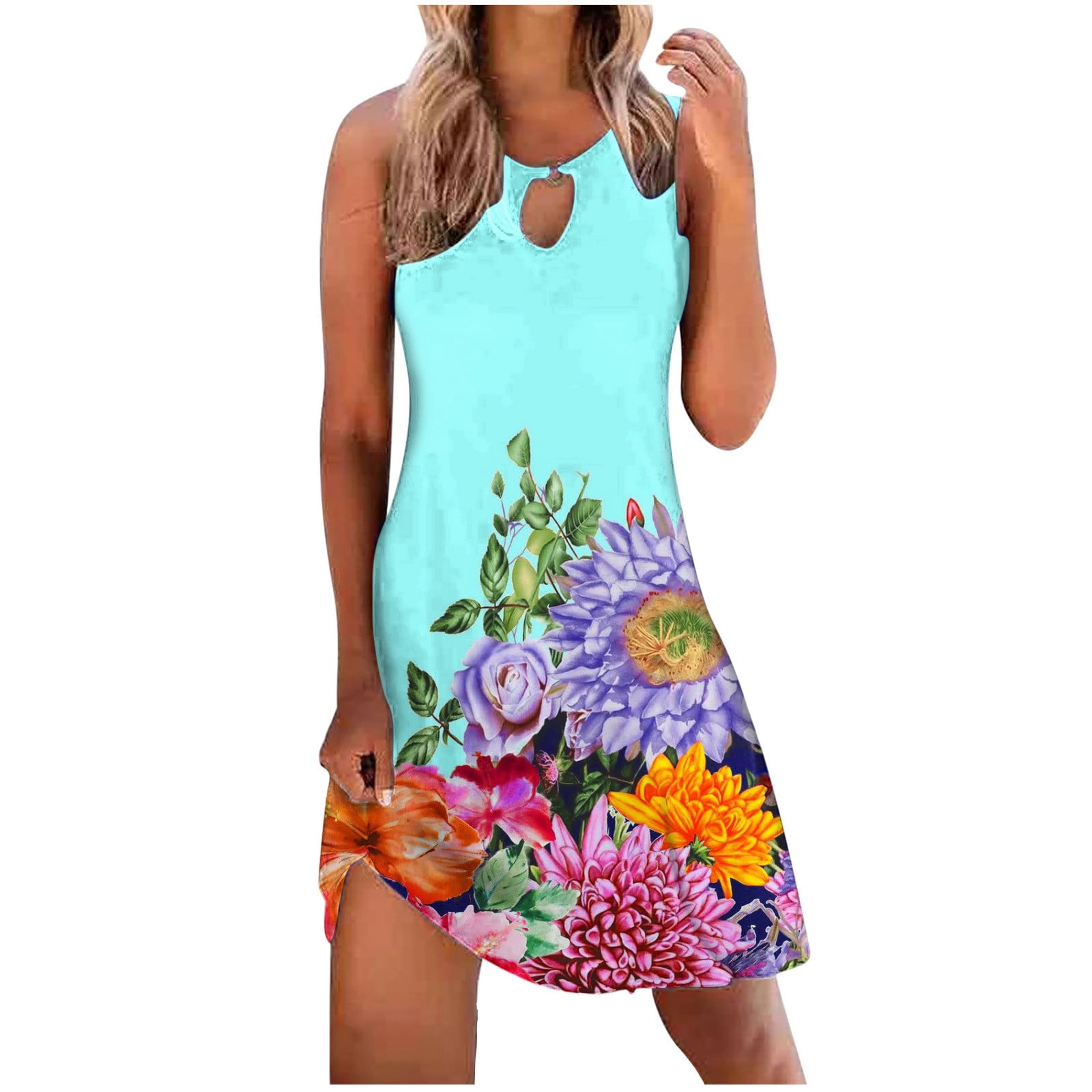 Herrnalise Summer Dresses for Women 2024 Trendy Floral Print Bodycon ...