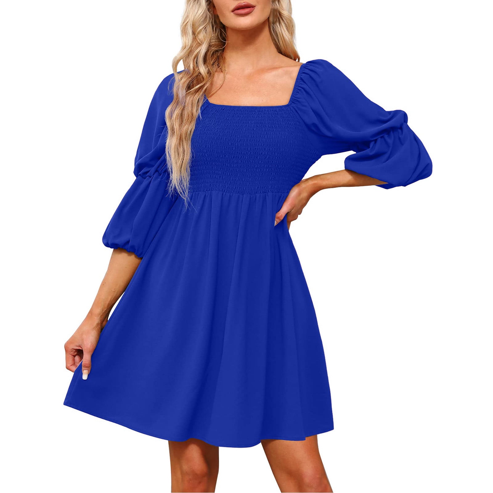Herrnalise Summer Dresses for Women 2024 Trendy Square Collar Puff ...