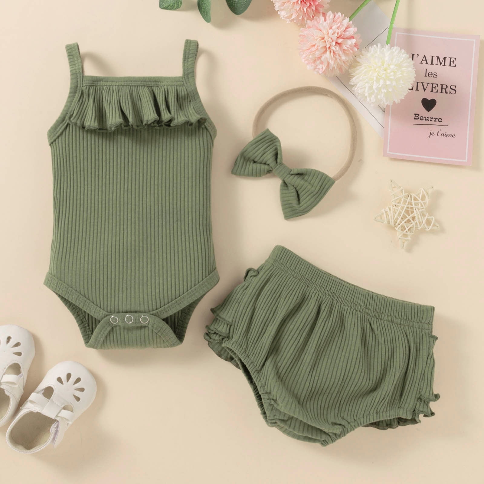 Herrnalise Summer Newborn Baby Girl Cute Clothes Solid Romper Solid ...