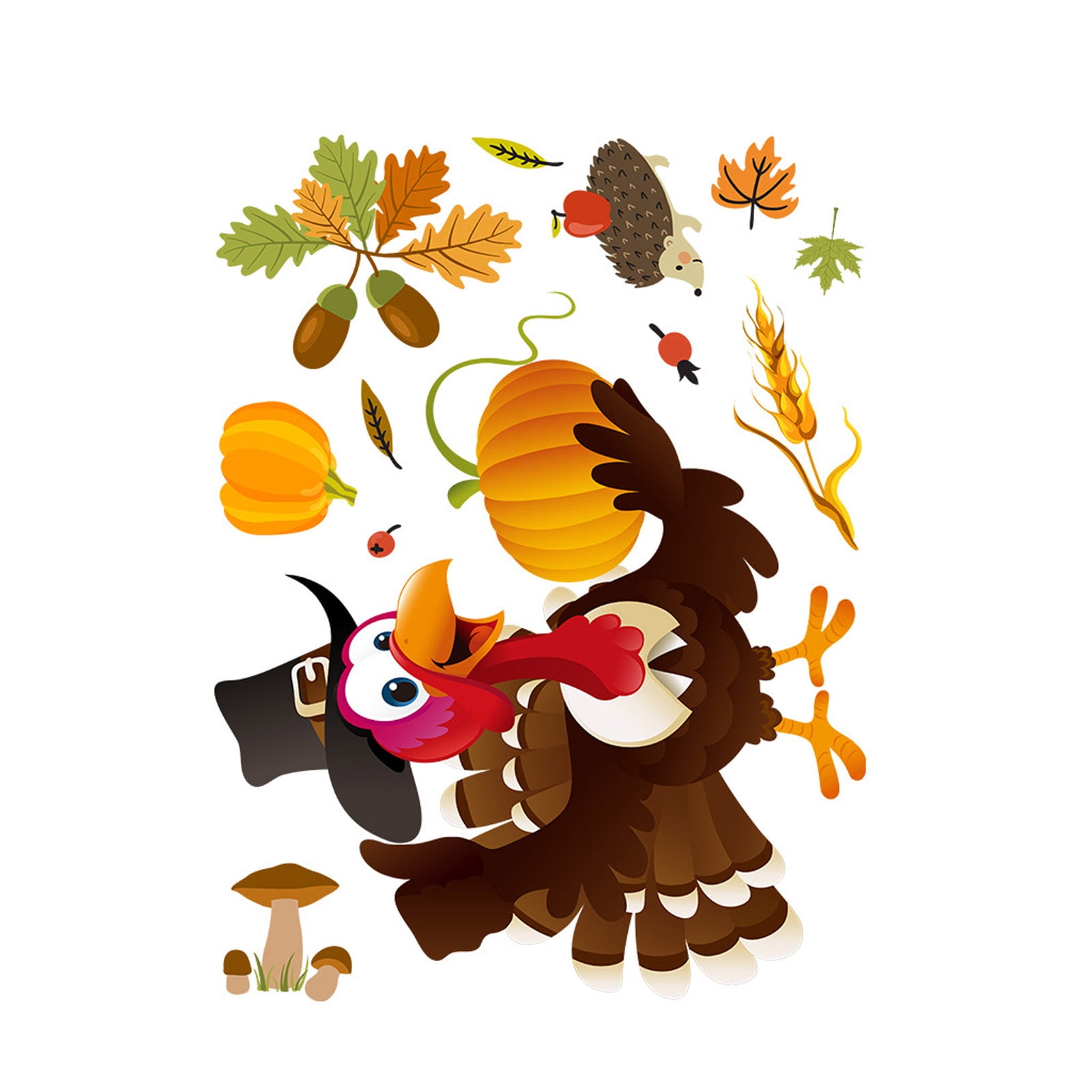 Herrnalise Thanksgiving Theme Wall Sticker turkey Pumpkin Scarecrow ...