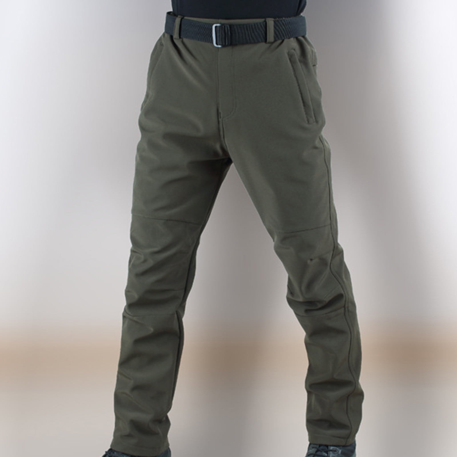 Herrnalise Thicken Mens Winter Fleece Lined Cargo Pant Windproof ...