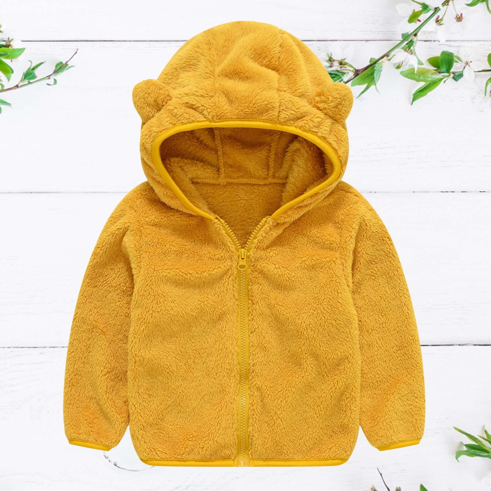 Herrnalise Toddler Baby Boys Girls Solid Color Plush Cute Bear Ears Winter Hoodie Thick Coat ...