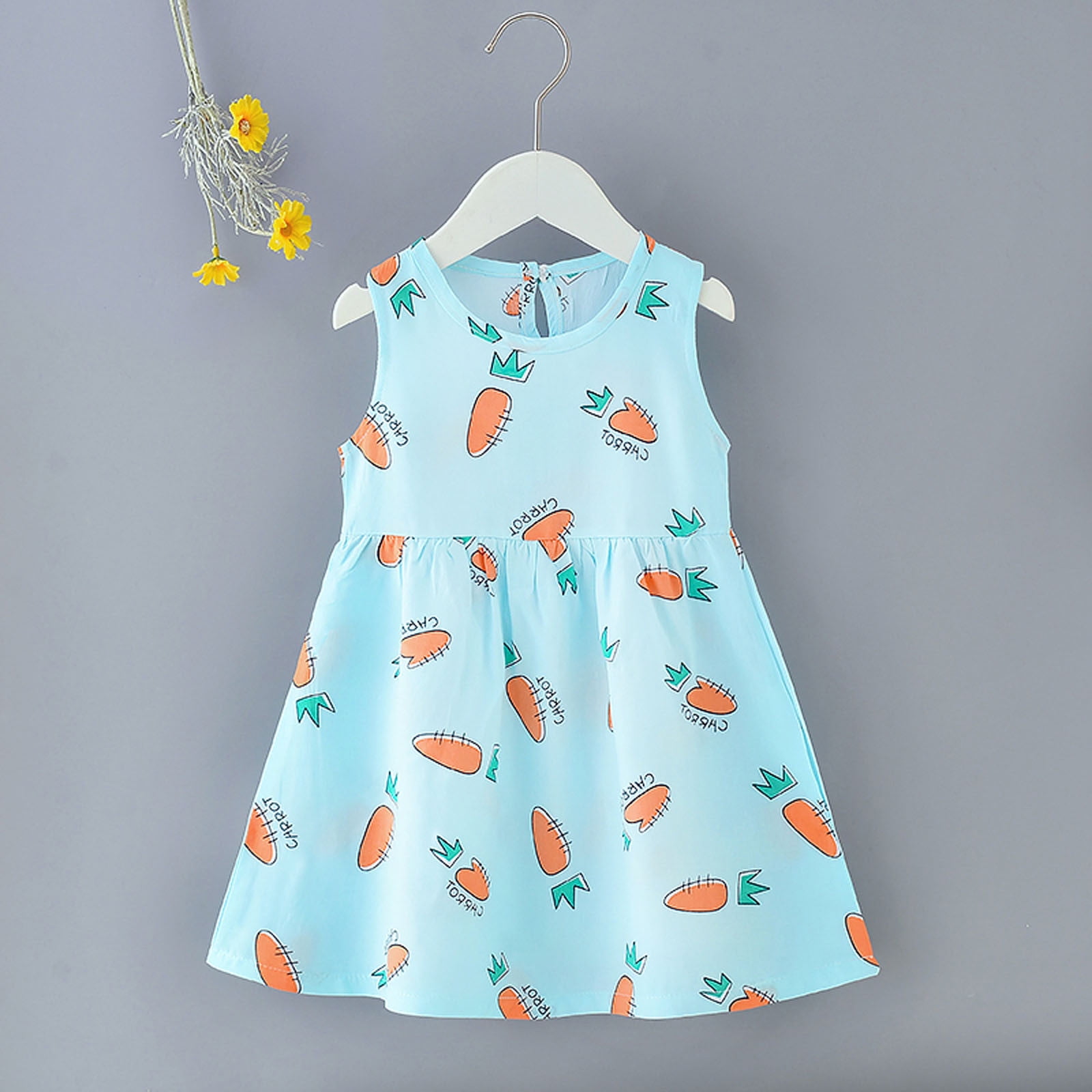 Holloyiver Toddler Baby Girl Summer Dress Floral Print Pleated Dresses ...