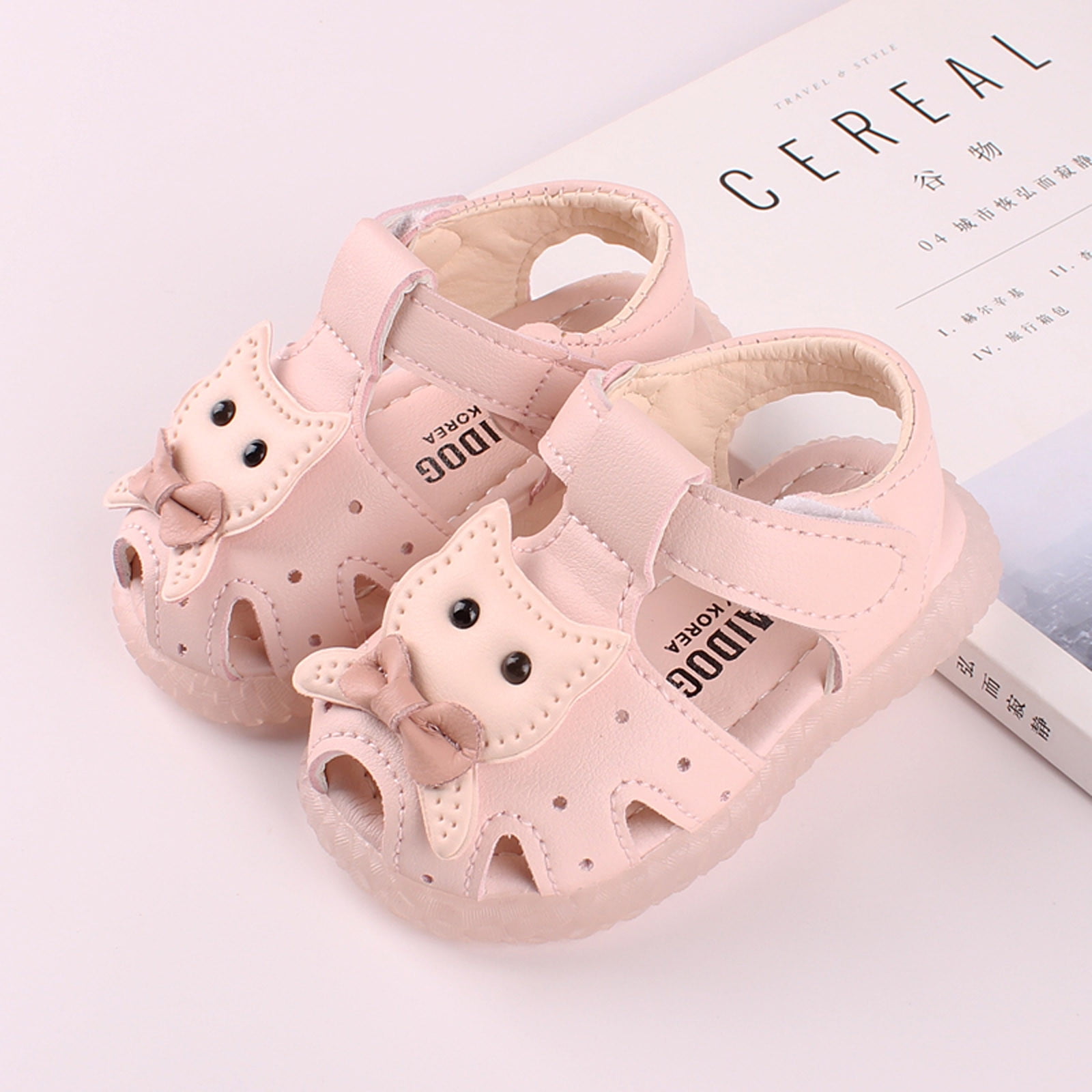 Herrnalise Toddler Baby Girls Cartoon Cat Bow Cute Hollow Out Soft Crib Kids Summer Sandals ...