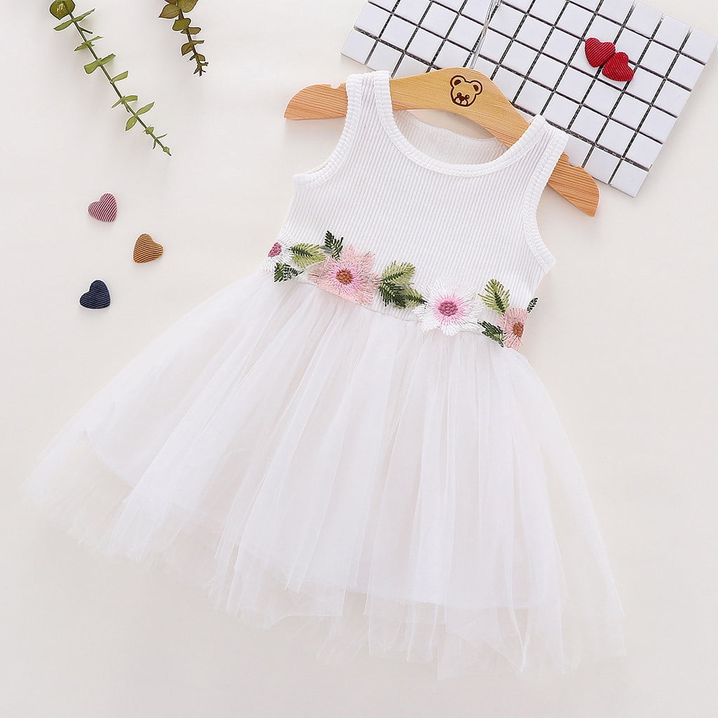 Herrnalise Toddler Baby Girls Sleeveless Floral Tulle Dress Flower ...