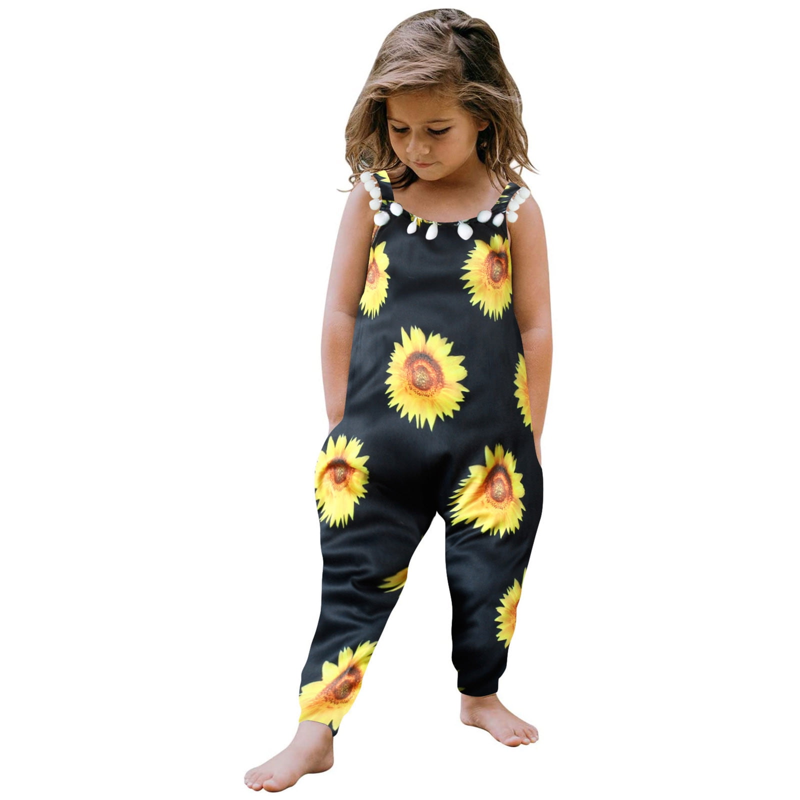 QISIWOLE Toddler Girl Bell Bottom Jumpsuit Romper Baby Floral One Piece ...