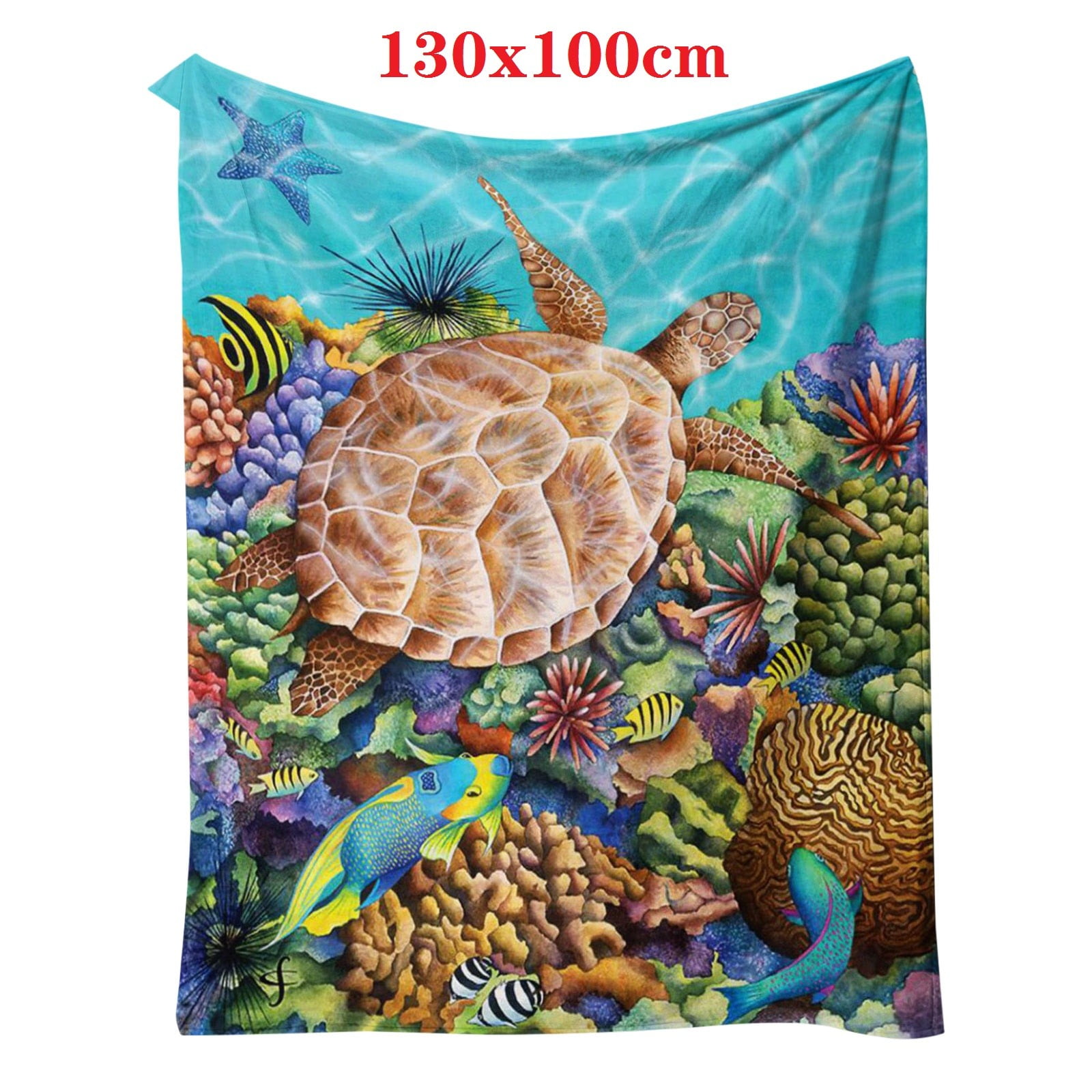 Holloyiver Turtle Blanket Ocean Sea Turtle Throw Blanket Turtle Printed ...