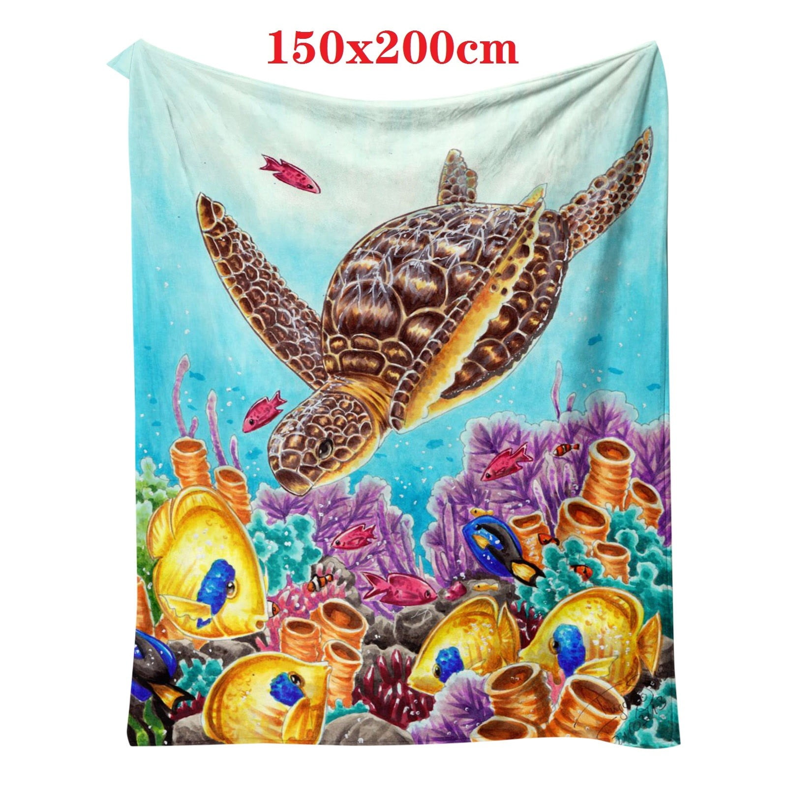 Holloyiver Turtle Blanket Ocean Sea Turtle Throw Blanket Turtle Printed ...