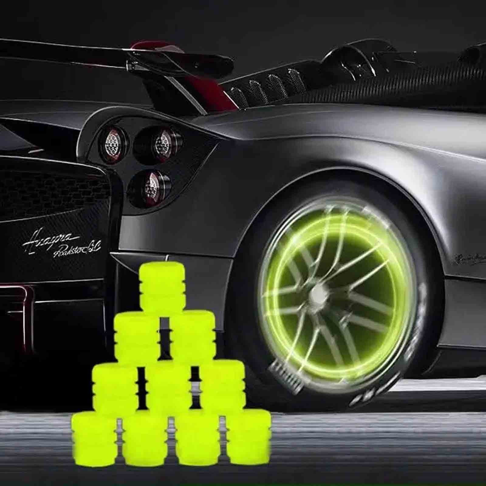 Herrnalise Universal Fluorescent Car Tire Valve-Caps, 12Pcs Tire Valves ...